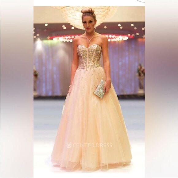 Camille La Vie | Dresses | Camille Lavie Elegant Cream Strapless Gown ...
